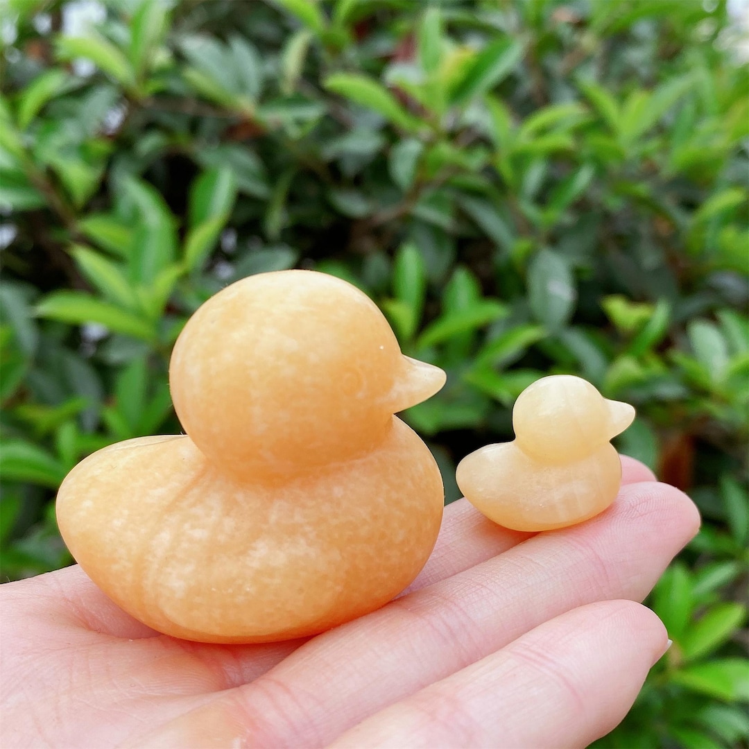 Carved Calcite Crystal Duck: Natural Healing Stone Animal Decor - Etsy