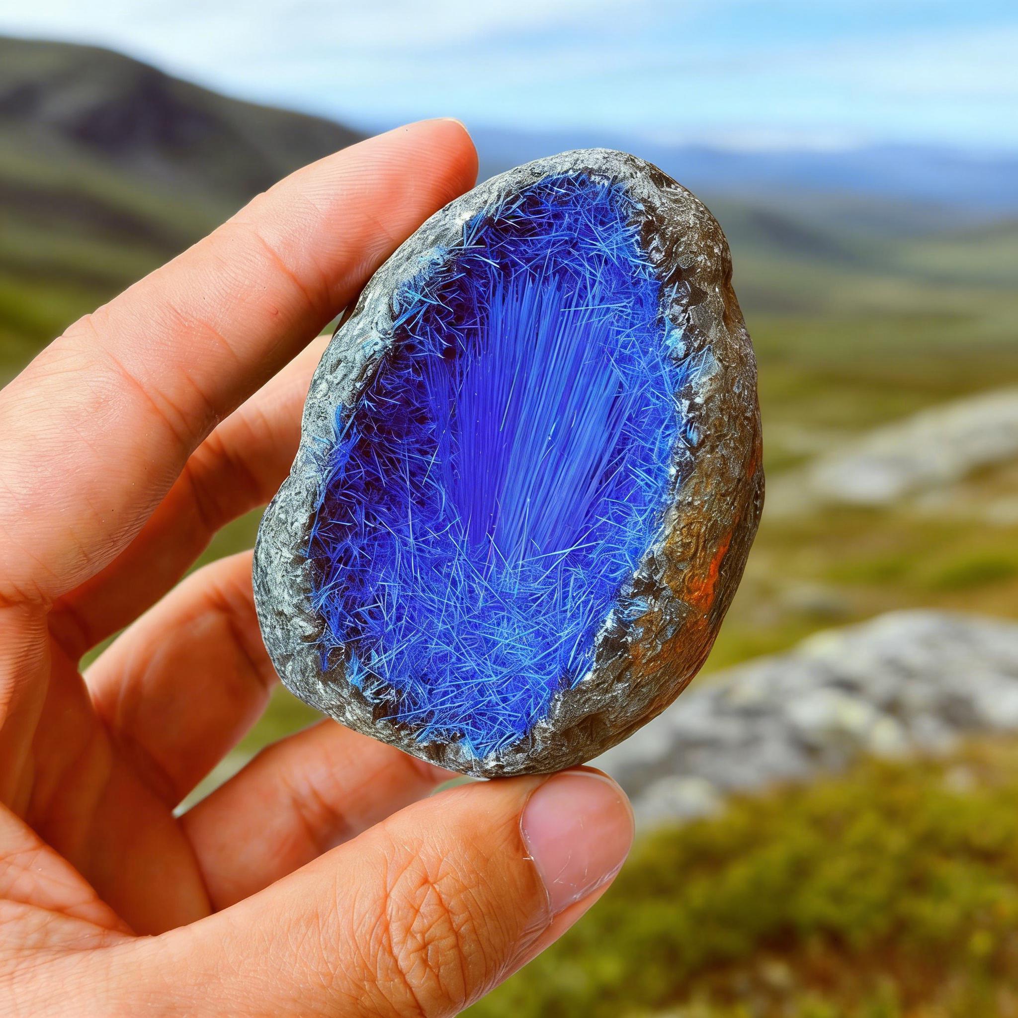 Blue Needle Quartz Druzy Geode, Natural Crystal Specimen, Point Pocket ...