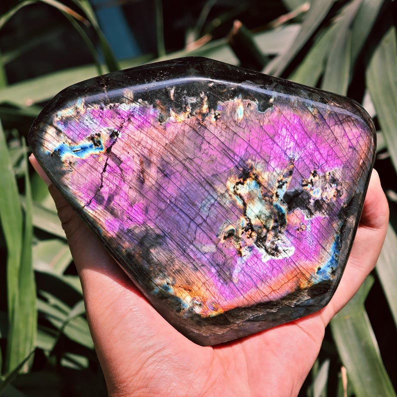 Natural Purple Labradorite Crystal Ornament, Freeform Mineral Specimen ...