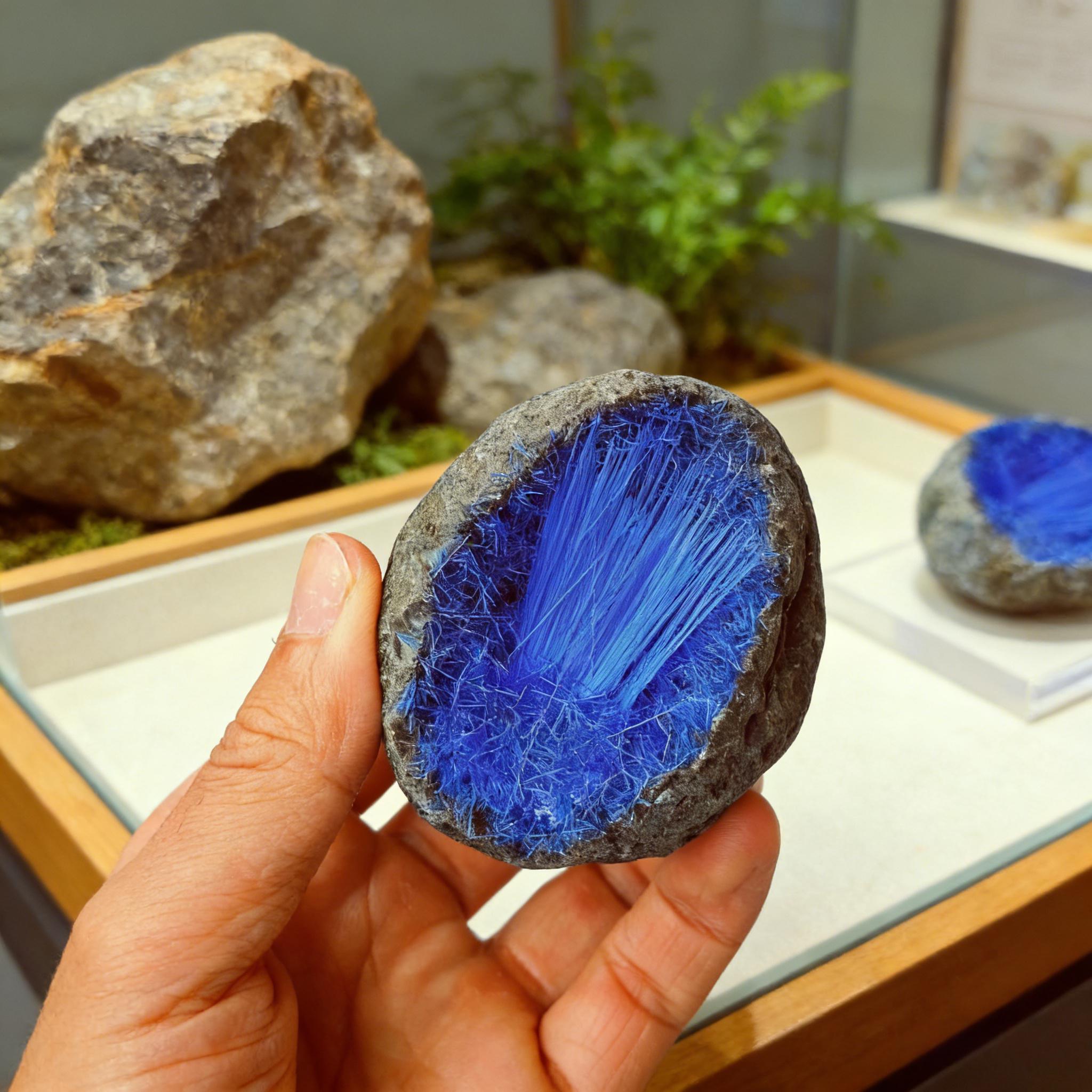 Blue Needle Quartz Druzy Geode, Natural Crystal Specimen, Point Pocket ...