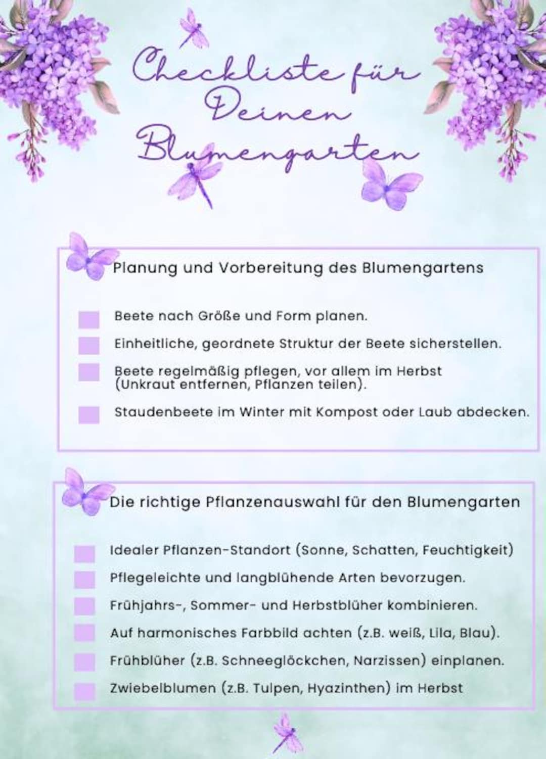 Flower Garden Checklist | Garden Checklist | Planting Beds According to ...