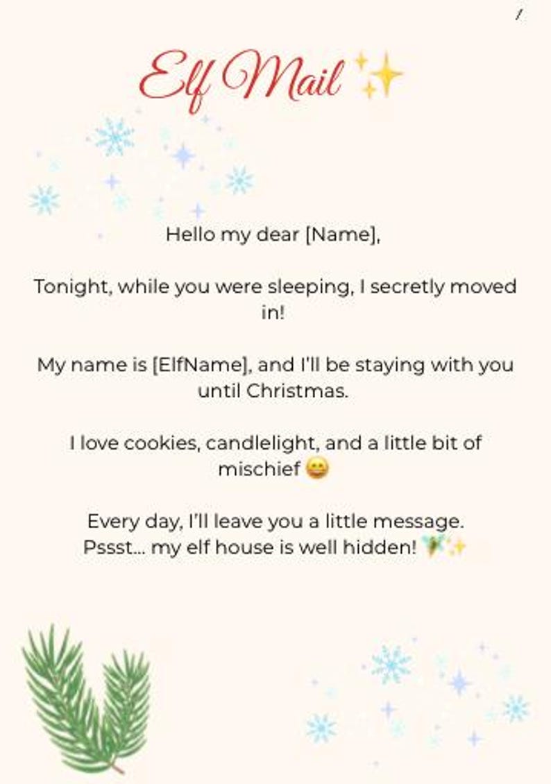 Elf Letters Printable | Christmas Elf Mail | Advent Calendar for Kids ...