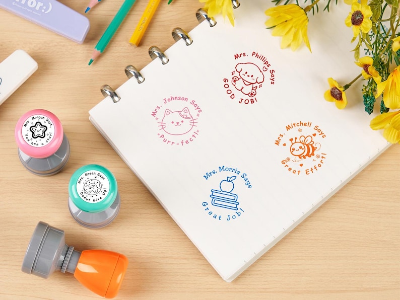 Personalized Teacher Stamp, Self-inking Classroom Encouragement Stamper ...
