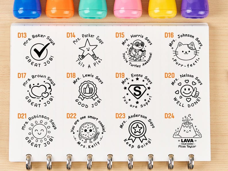 Personalized Teacher Stamp, Self-inking Classroom Encouragement Stamper ...