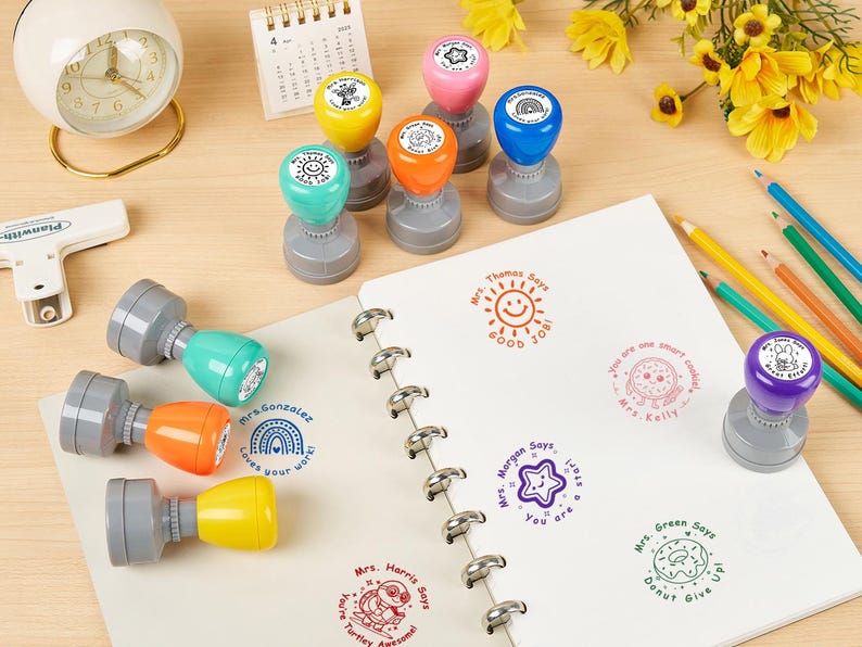 Personalized Teacher Stamp, Self-inking Classroom Encouragement Stamper ...