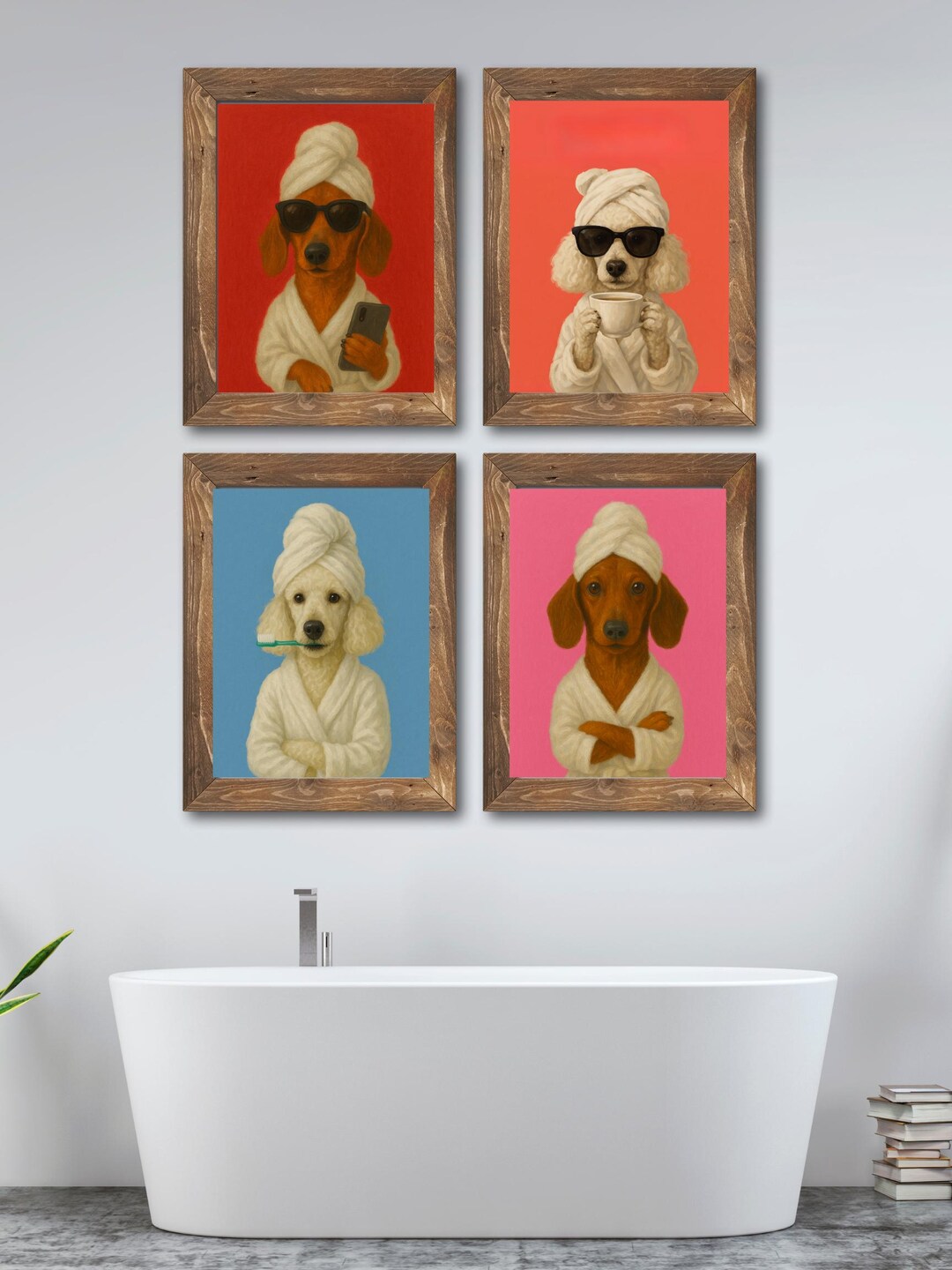 Dachshund & Poodle Spa Day Printable Wall Art – Weenie Dog Bathroom ...