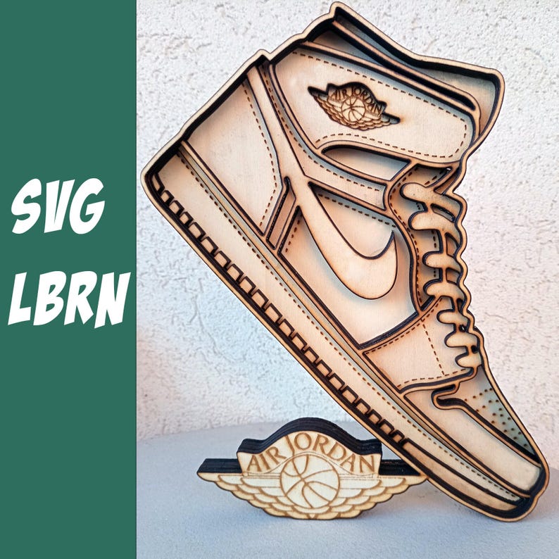 Layered Air Jordan SVG | 3D Sneaker Laser Cut File | Glowforge Wall Art ...