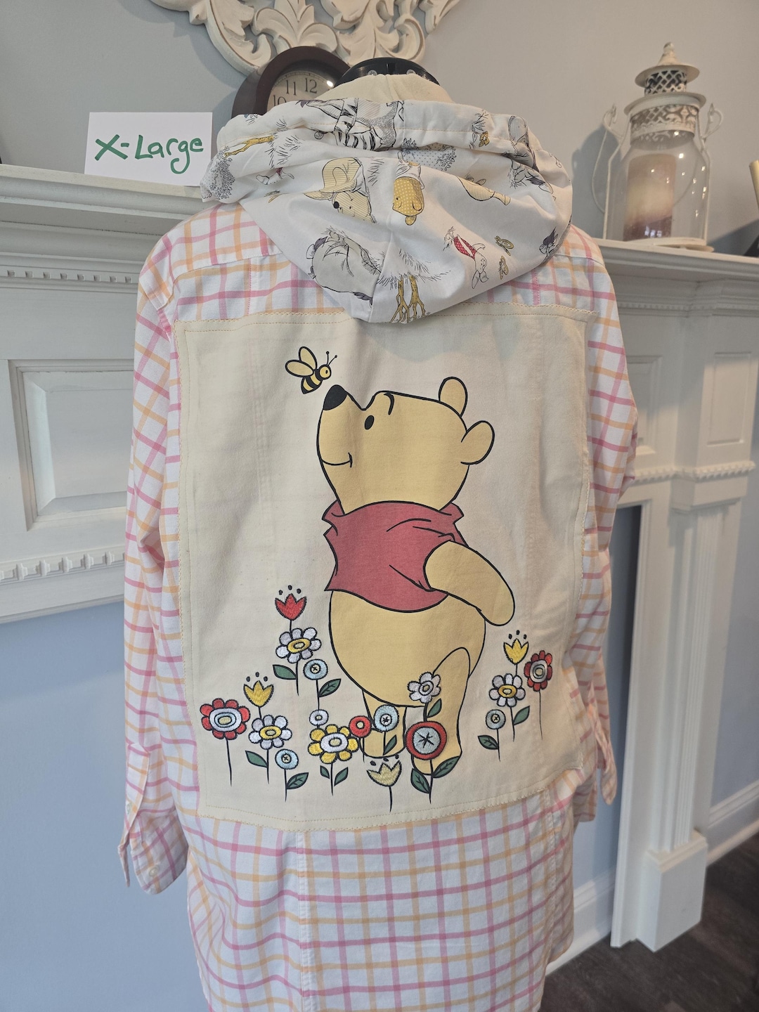 Upcycled Button up Shirt With Custom Hood - Winnie the Pooh (XL) - Etsy