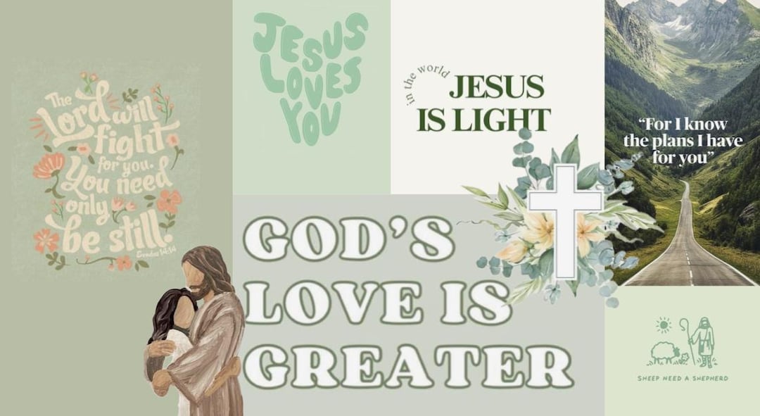 Cute Jesus Computer Wallpaper Green - Etsy