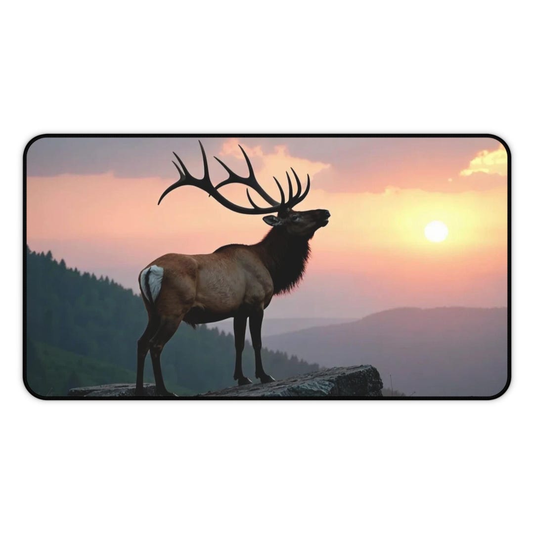 Elk Desk Mat Elk Mouse Pad Elk Lover Gift for Him Elk Hunter Gift for ...