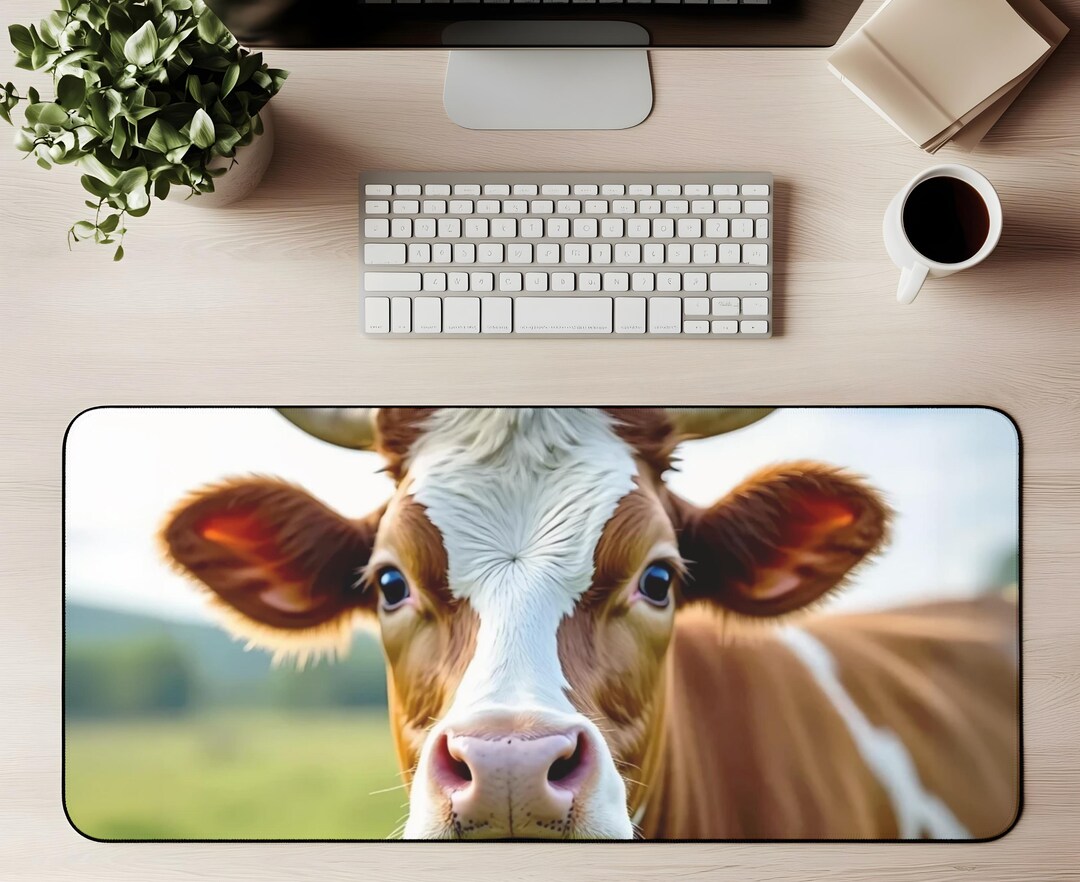 Cow Desk Mat Farmhouse Brown White Cow Mouse Pad Rustic Country Animal ...