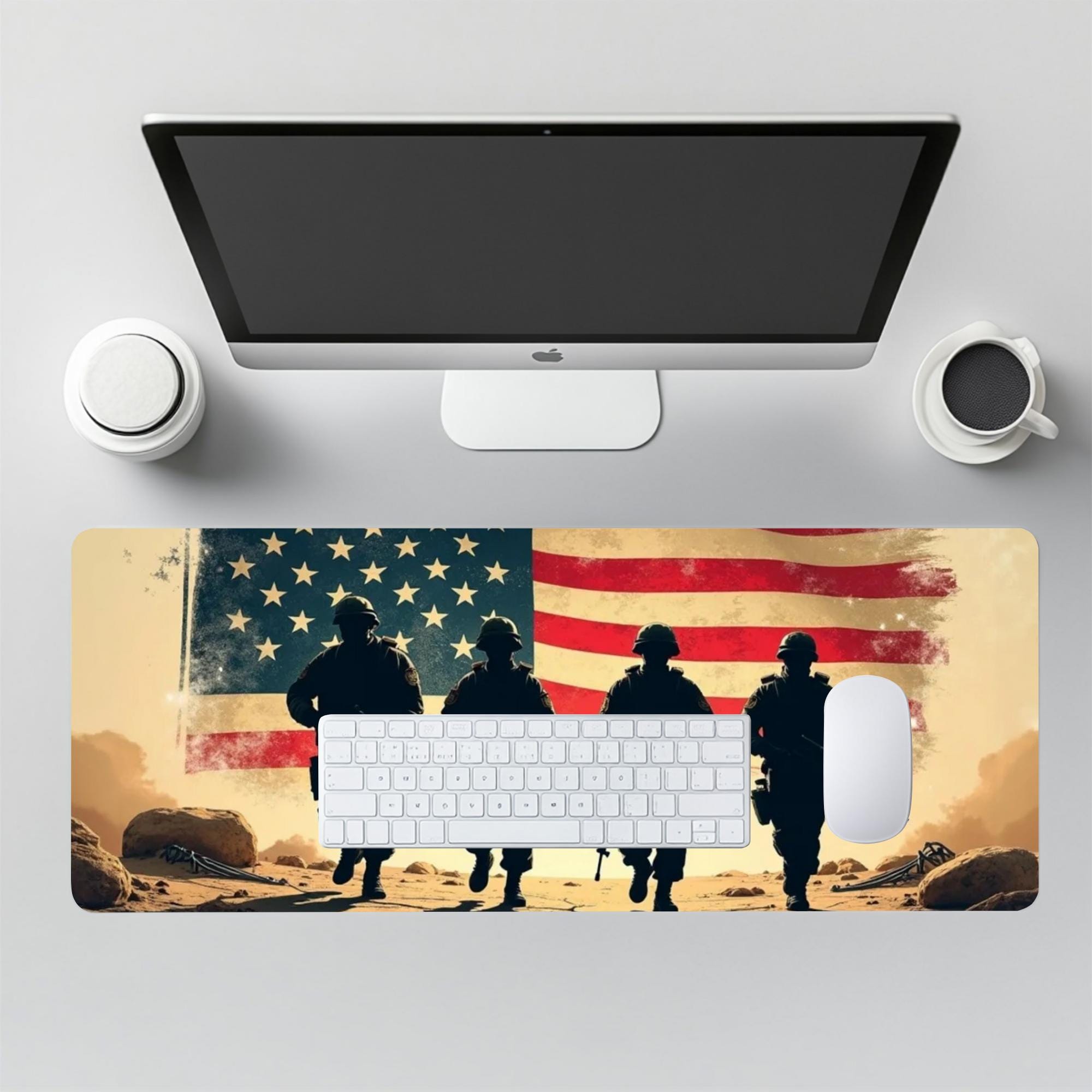 Patriotic Desk Mat American Flag Mouse Pad Soldier Gaming Mat Gift for ...
