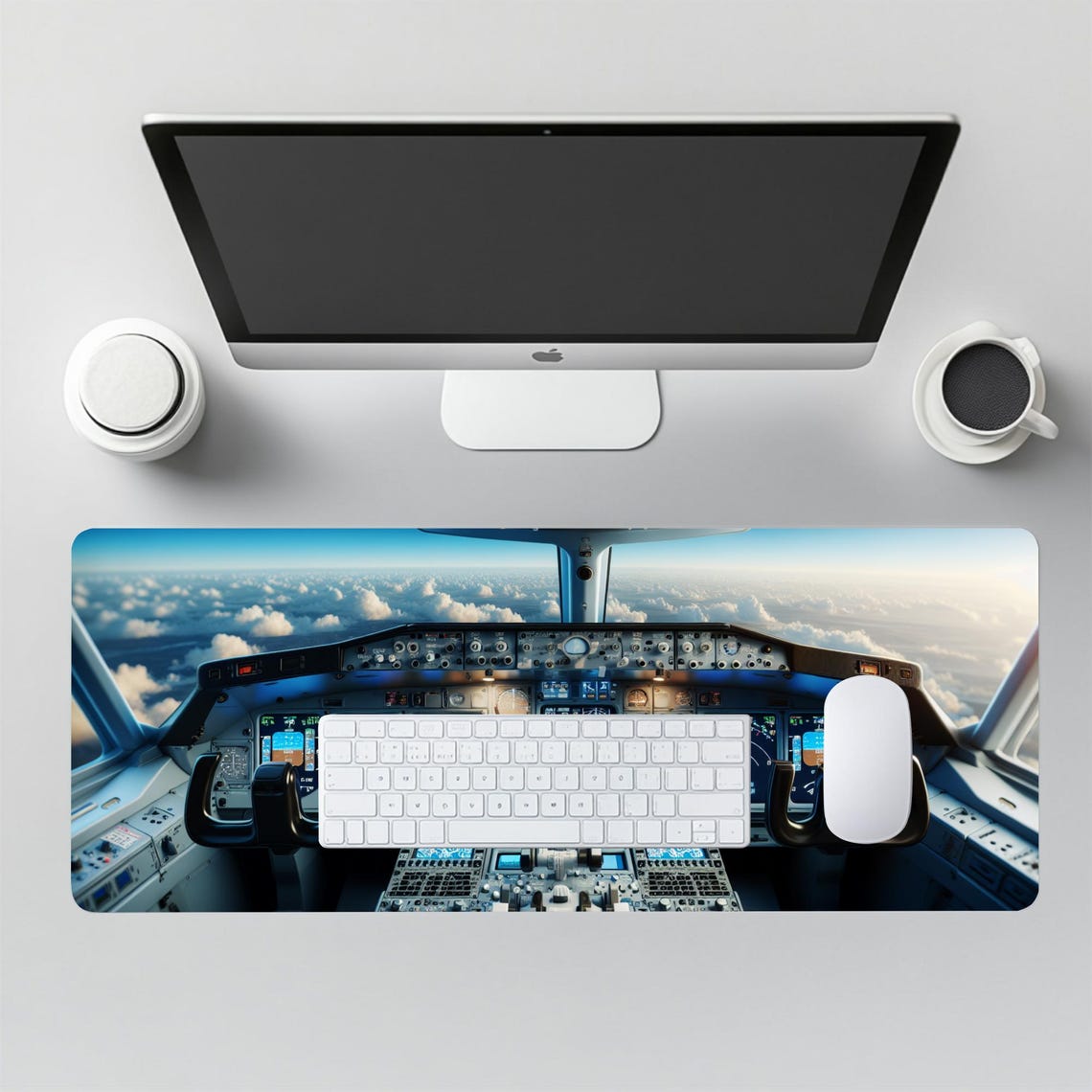 Airplane Cockpit Desk Mat Mouse Pad Flight Simulator Pilot Gift ...