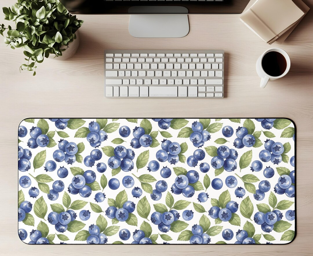 Blueberry Botanical Desk Mat Blueberry Botanical Mouse Pad Fruit Floral ...