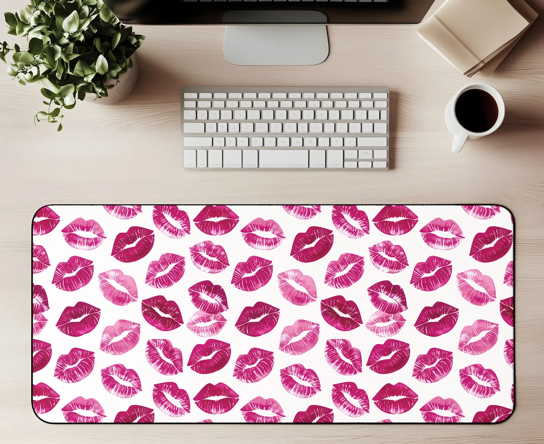 Lip Print Desk Mat Kiss Mouse Pad Lip Lipstick Gaming Mat Pink Kiss ...