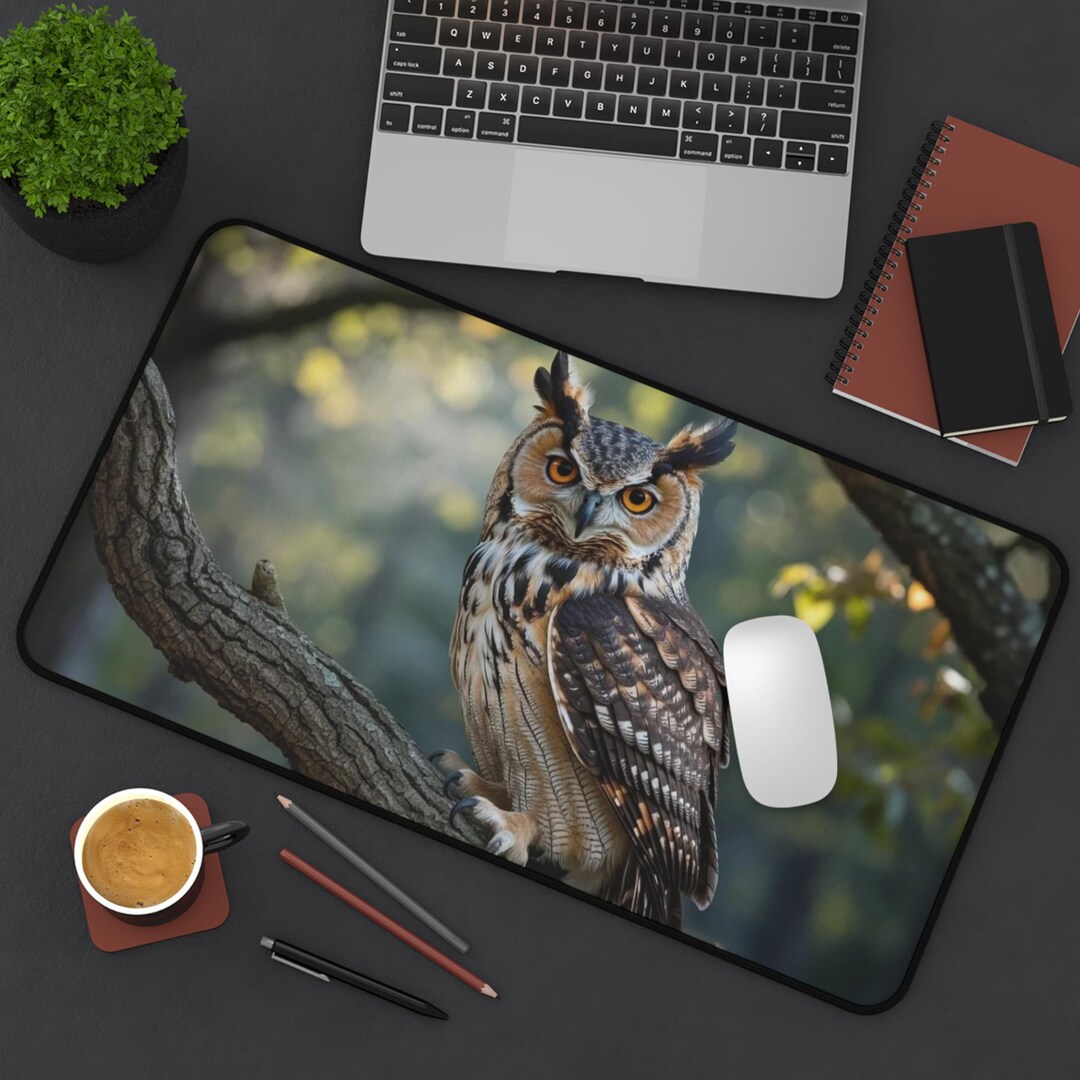 Elegant Owl Desk Mat Owl Gaming Mat Owl Keyboard Mat Owl Lover Gift for ...