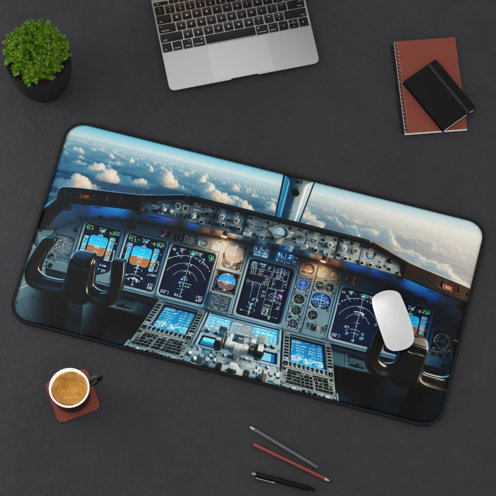 Airplane Cockpit Desk Mat Mouse Pad Flight Simulator Pilot Gift ...