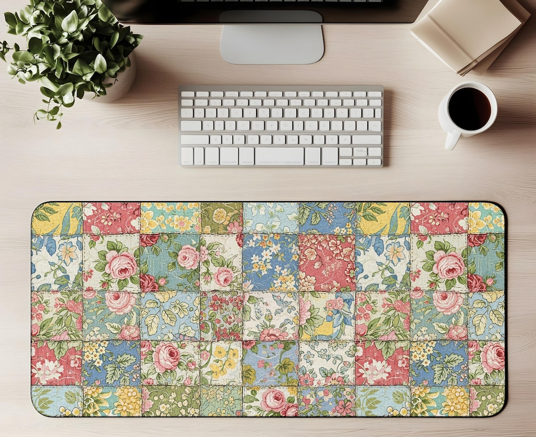 Art Nouveau Patchwork Floral Desk Mat Patchwork Floral Mouse Pad ...