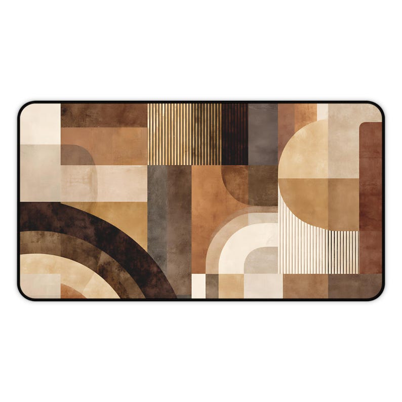 Neutral Desk Mat Geometric Abstract Pattern Mouse Pad Modern Brown ...