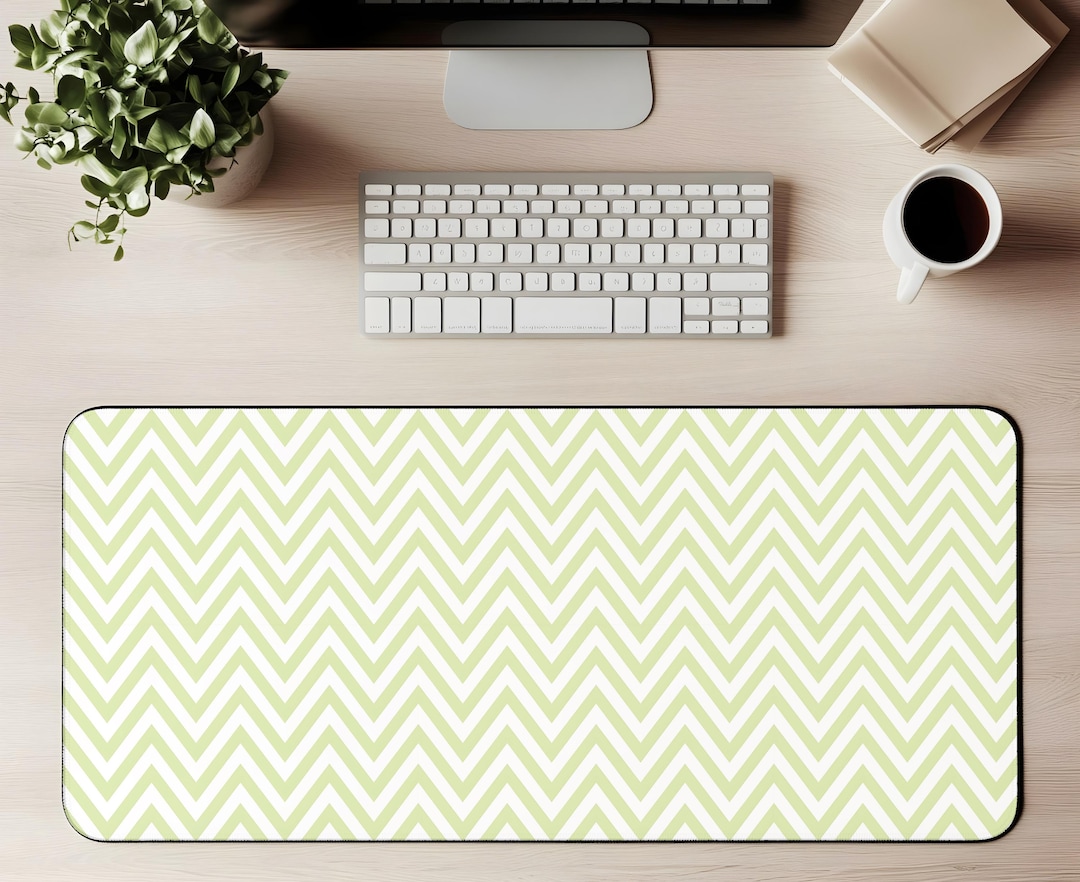 Light Green Chevron Pattern Desk Mat Sage Green Mouse Pad Minimal ...