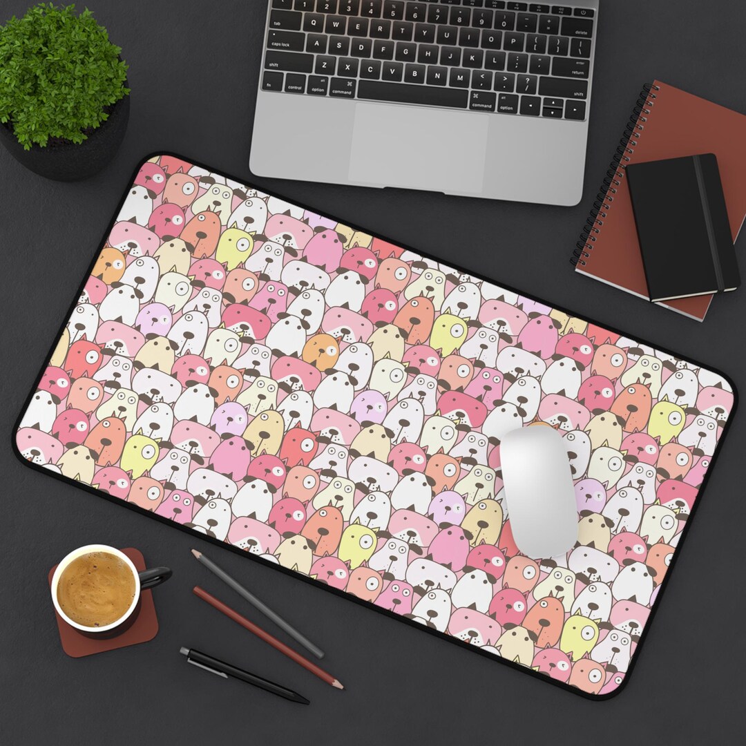 Kawaii Dog Desk Mat Kawaii Dog Mouse Pad Pastel Puppy Pattern Cute ...