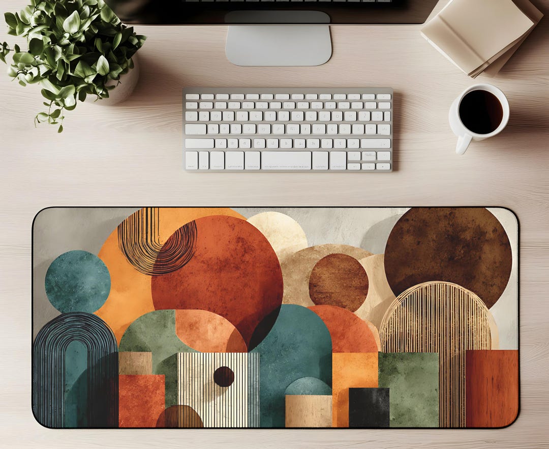 Geometric Abstract Desk Mat Modern Abstract Mouse Pad Mid Century Retro ...