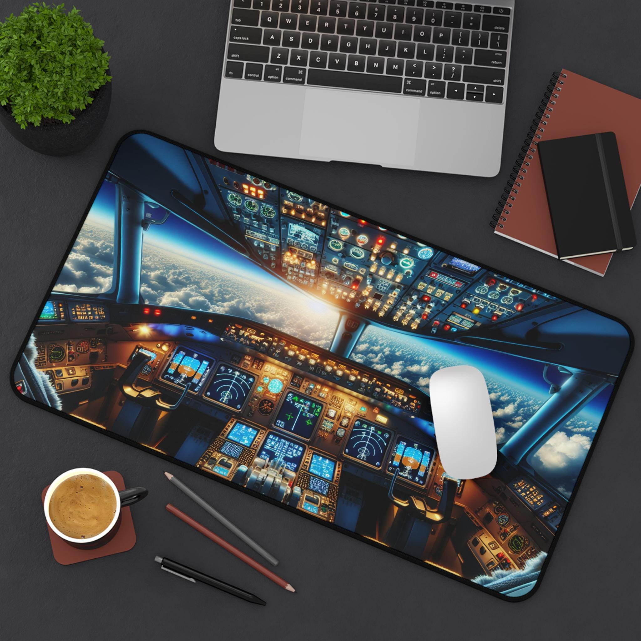 Cockpit Desk Mat Airplane Flight Simulator Mouse Pad Pilot Gift ...