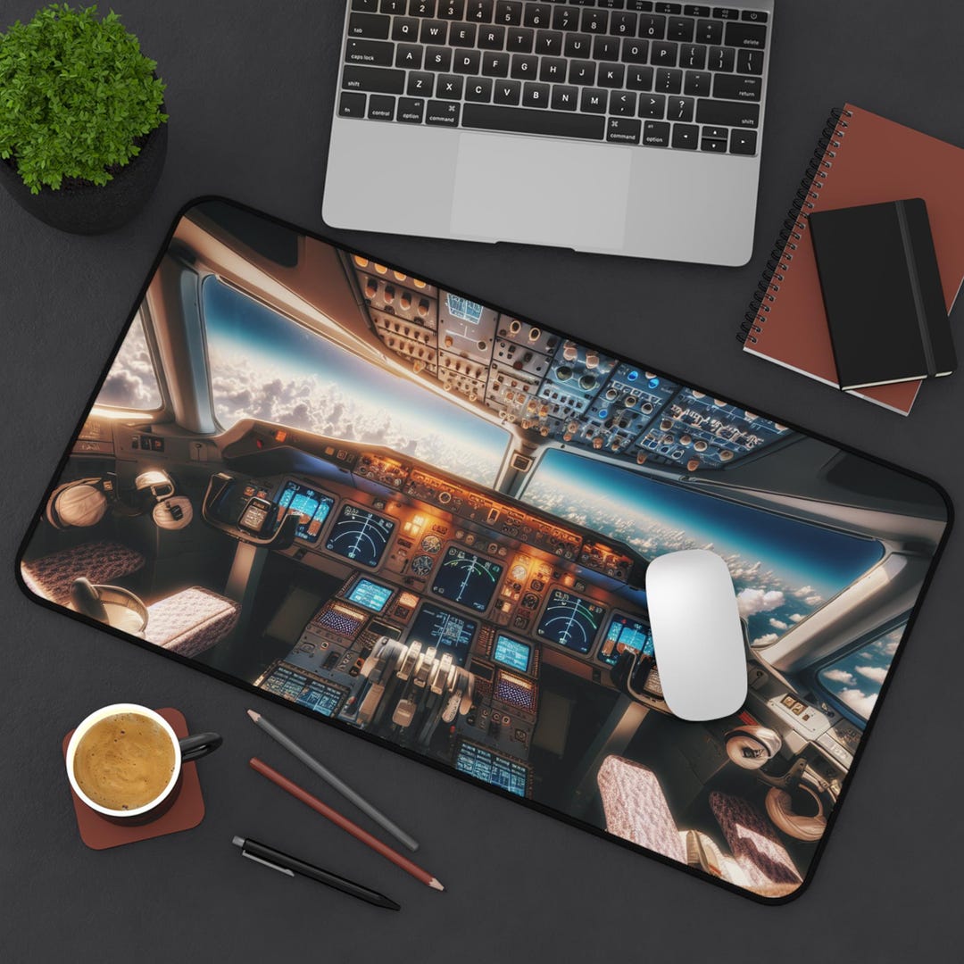 Cockpit Desk Mat Office Decor for Pilot Gift for Airplane Lover Cool ...