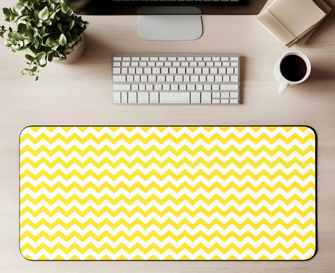 Yellow Chevron Desk Mat Yellow Mouse Pad Zig Zag Pattern Desk Mat ...