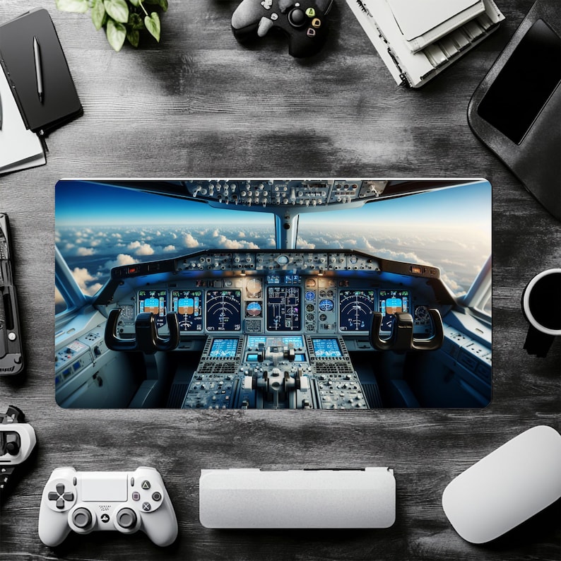 Airplane Cockpit Desk Mat Mouse Pad Flight Simulator Pilot Gift ...