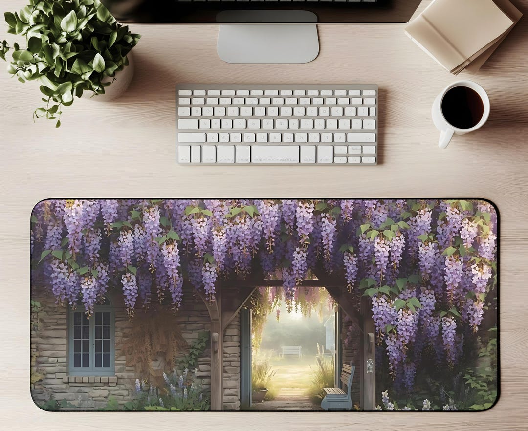 Wisteria Cottage Desk Mat Wisteria Cottage Mouse Pad Floral Garden ...