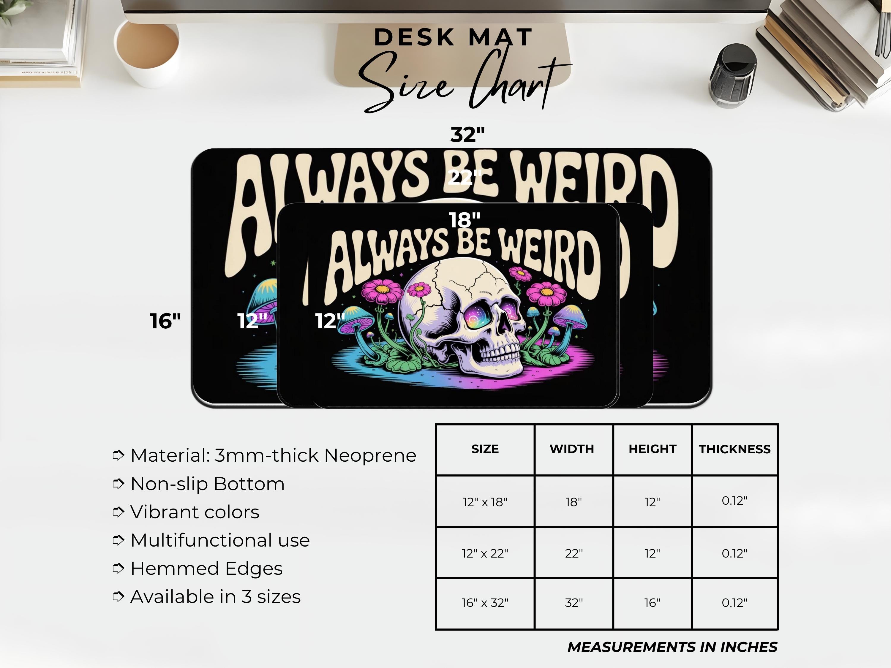 Always Be Weird Desk Mat, Colorful Skull & Flowers, Office Decor, Gamer ...