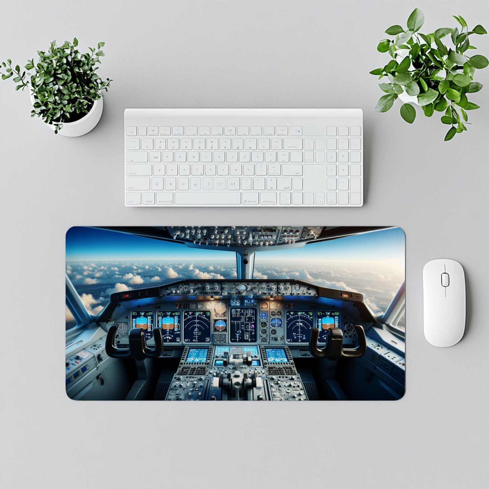 Airplane Cockpit Desk Mat Mouse Pad Flight Simulator Pilot Gift ...