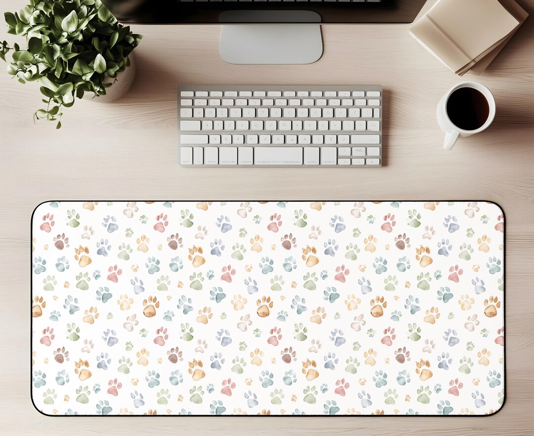 Paw Print Desk Mat Pet Lover Mouse Pad Gaming Mat Colorful Paw Office ...