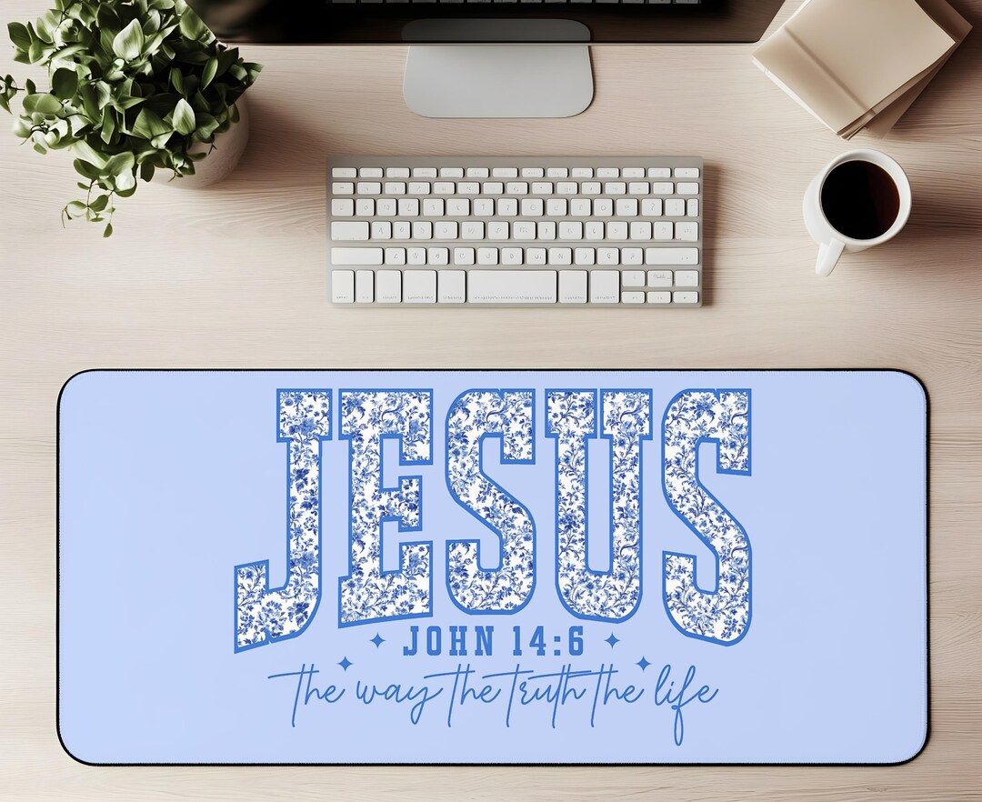 Christian Desk Mat Scripture Mouse Pad Gaming Mat Jesus John 146 Bible ...