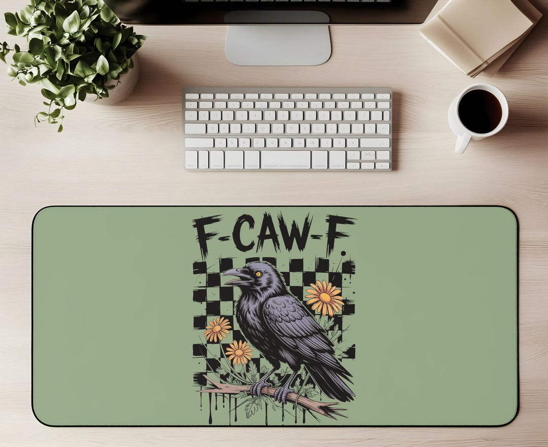 F-caw-f Desk Mat Raven Mouse Pad Humorous Mouse Pad Raven Art Fuck off ...
