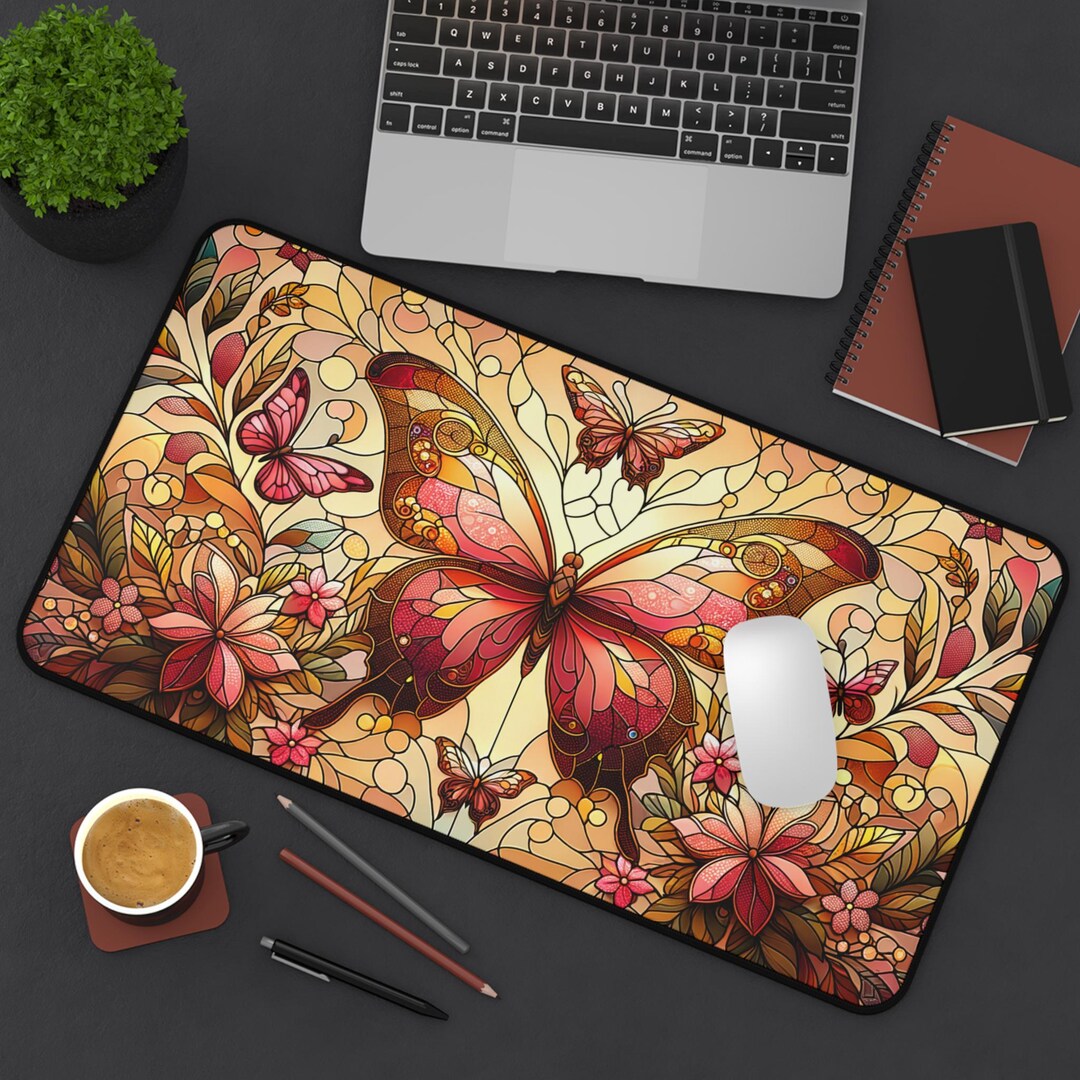 Butterfly Floral Desk Mat Mutes Butterfly Mouse Pad Gift for Butterfly ...