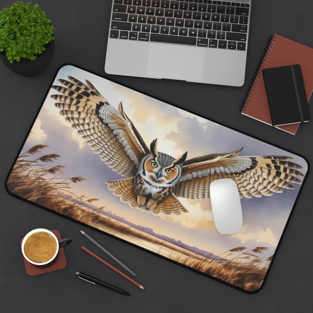 Owl Gaming Mat Owl Desk Mat Owl Lover Gift for Him Cool Tech Accessory ...