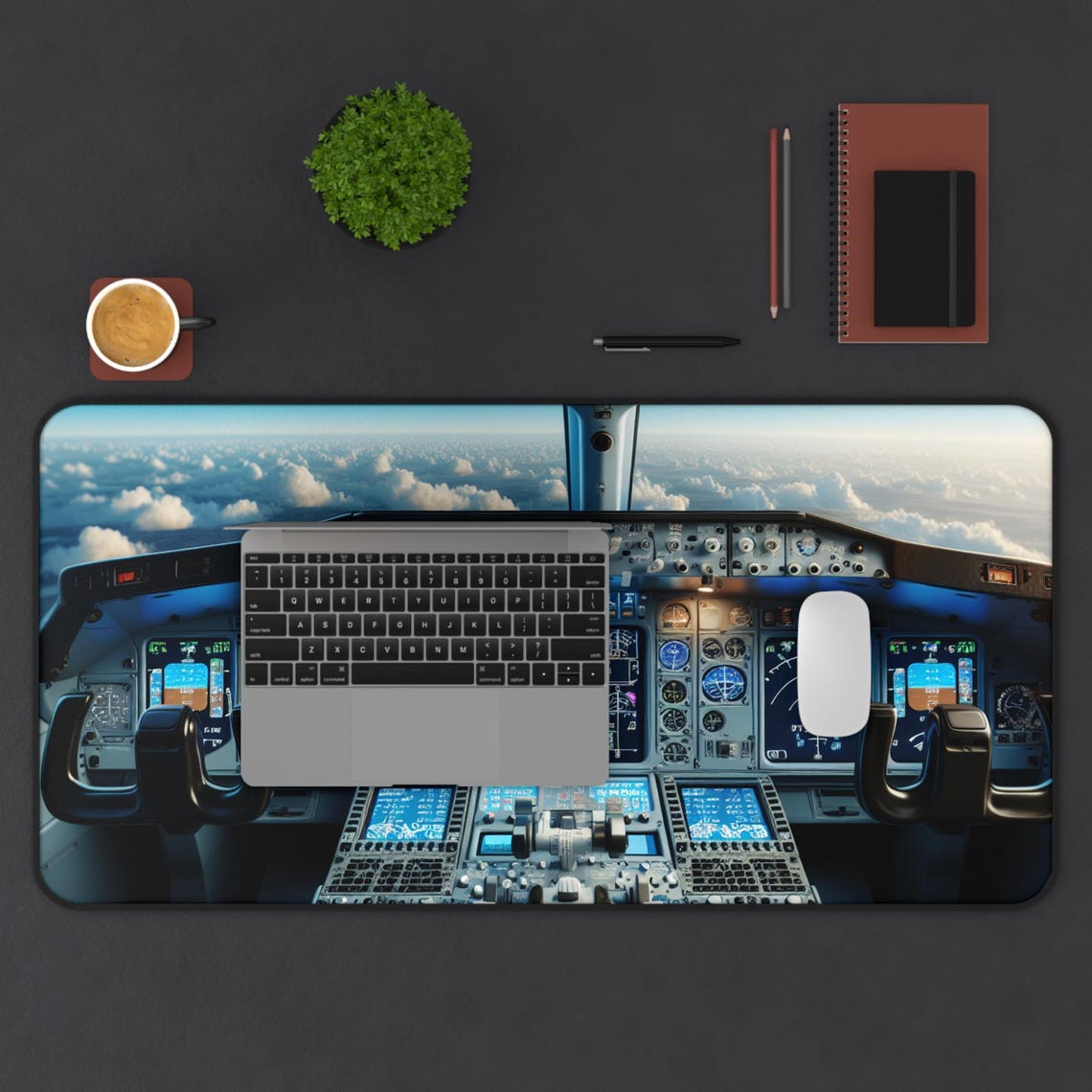Airplane Cockpit Desk Mat Mouse Pad Flight Simulator Pilot Gift ...