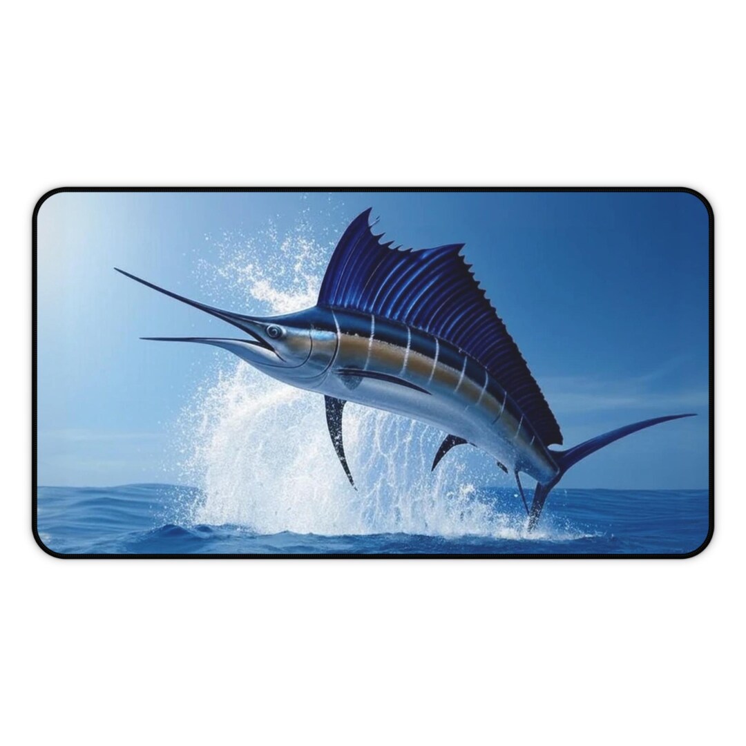 Marine Life Desk Mat Sailfish Gaming Mat Fishing Mouse Pad Deep Sea ...