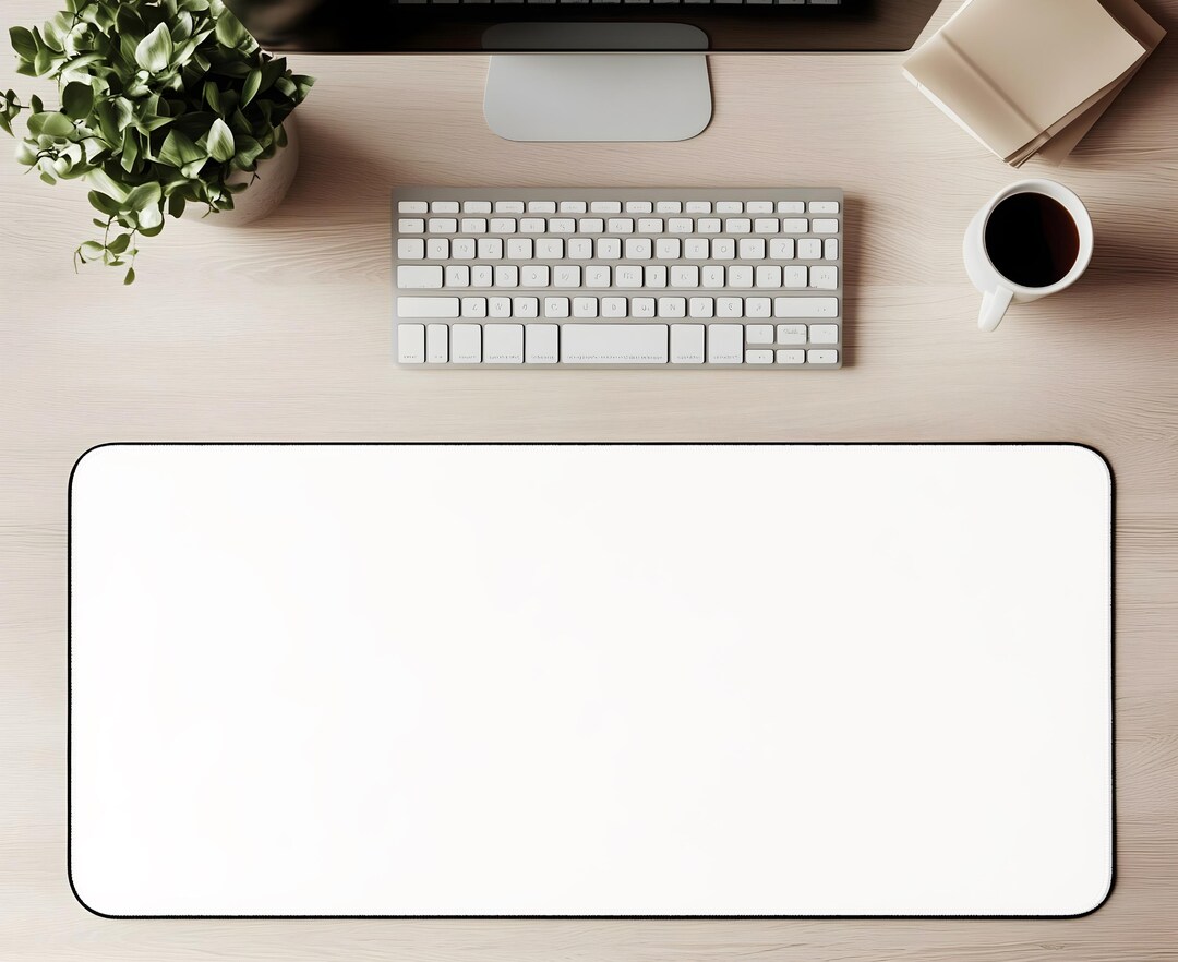 Plain White Desk Mat Solid White Mouse Pad Gaming Mat Card Game Player ...