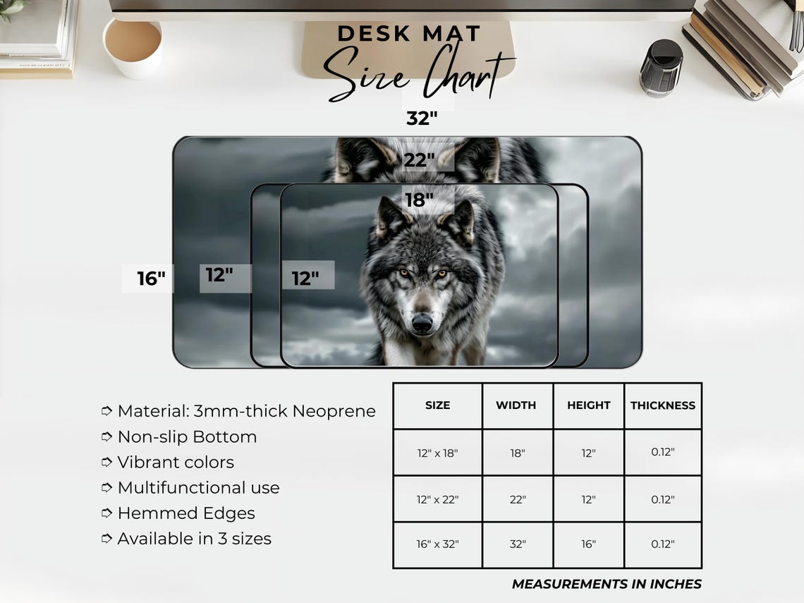 Wolf Desk Mat Wolf Gaming Mat Wolf Mouse Pad Cool Desk Top Accessory ...