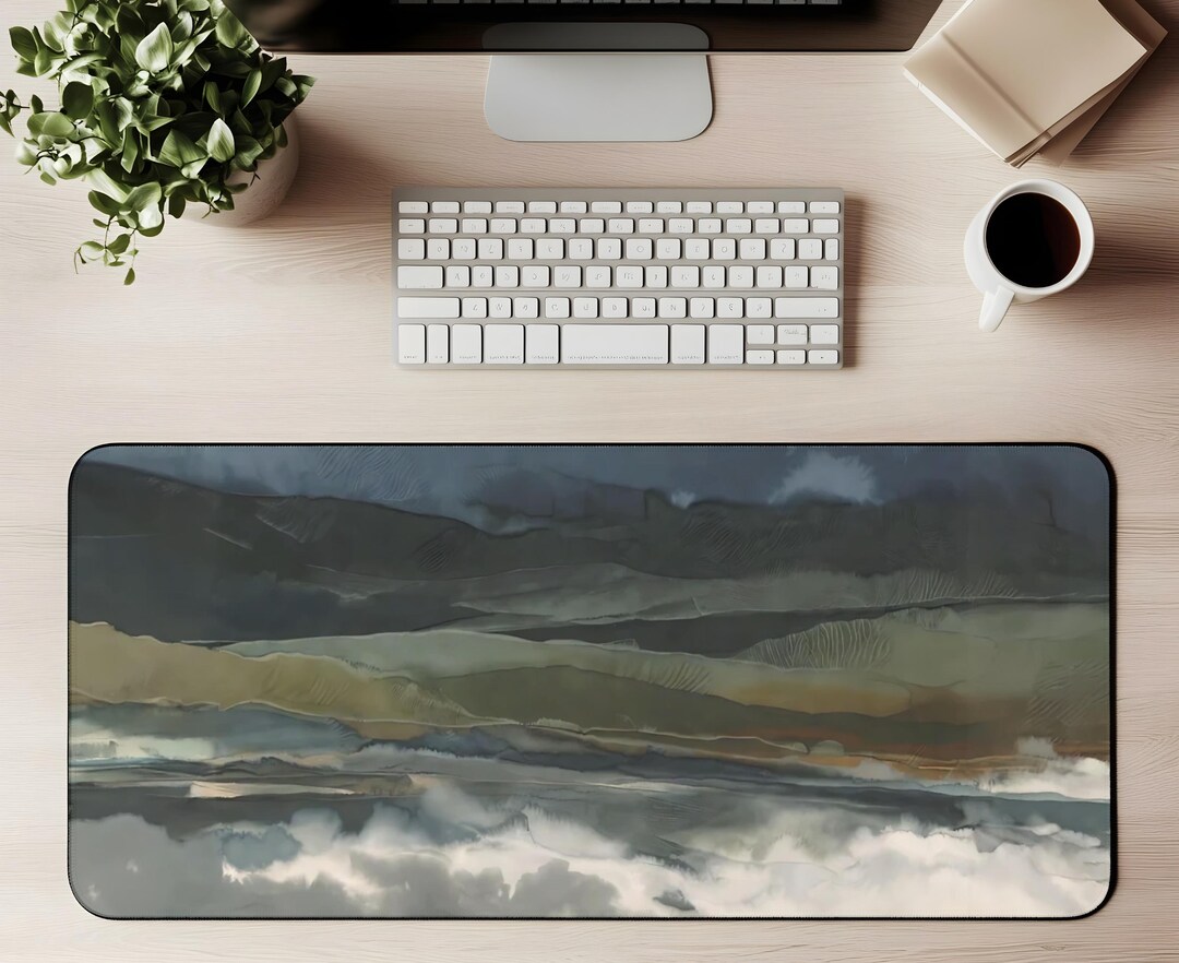 Abstract Landscape Desk Mat Abstract Ocean Mouse Pad Modern Neutral ...
