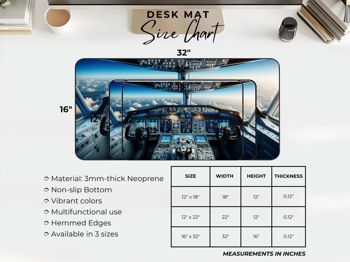 Airplane Cockpit Desk Mat Mouse Pad Flight Simulator Pilot Gift ...