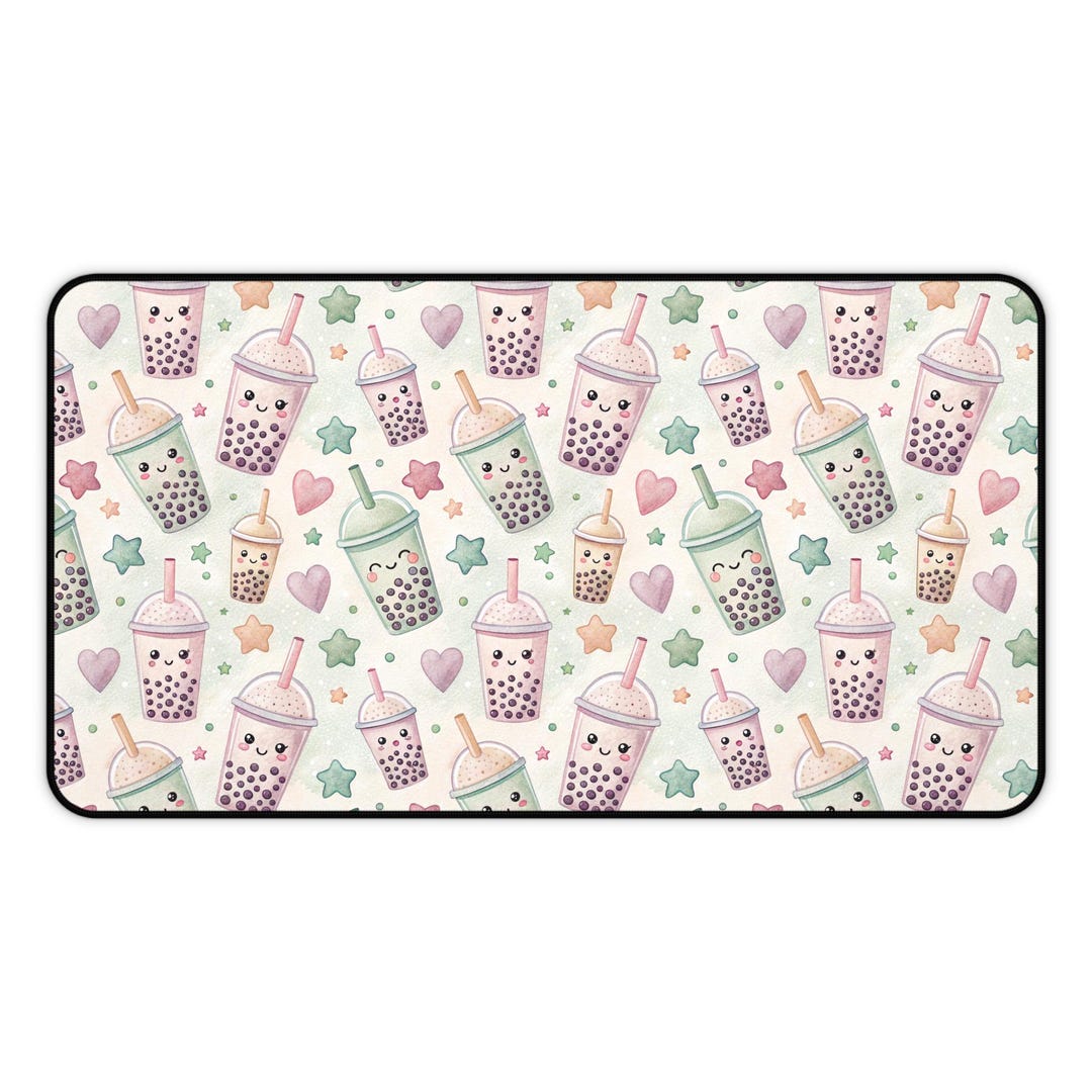 Cute Boba Tea Desk Mat Boba Tea Mouse Pad Kawaii Boba Cute Desk ...
