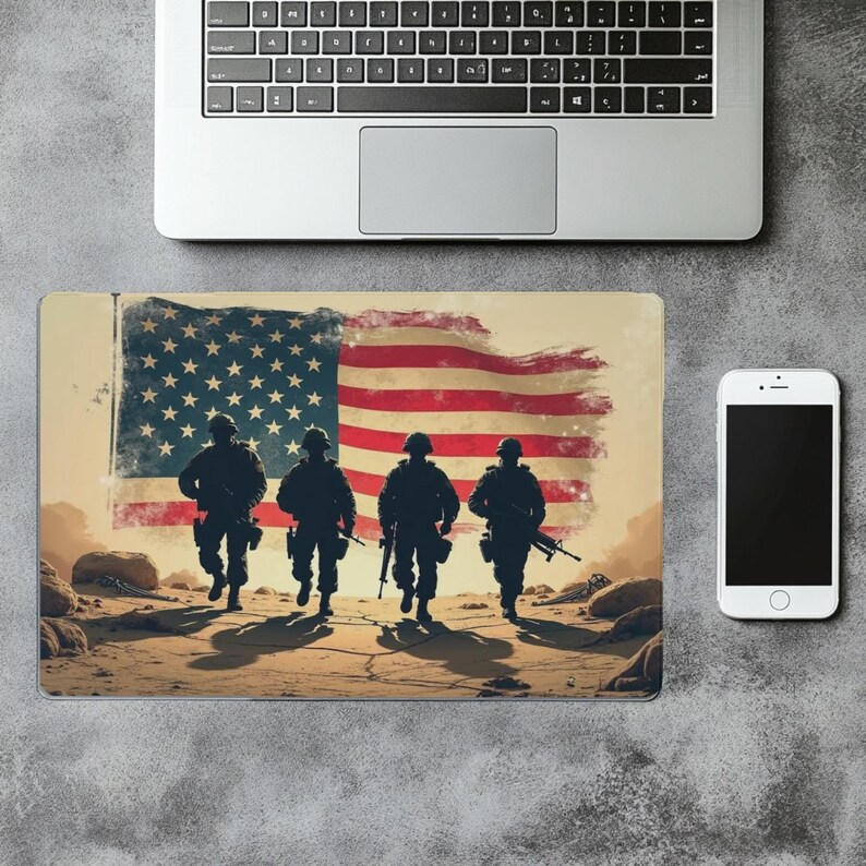 Patriotic Desk Mat American Flag Mouse Pad Soldier Gaming Mat Gift for ...