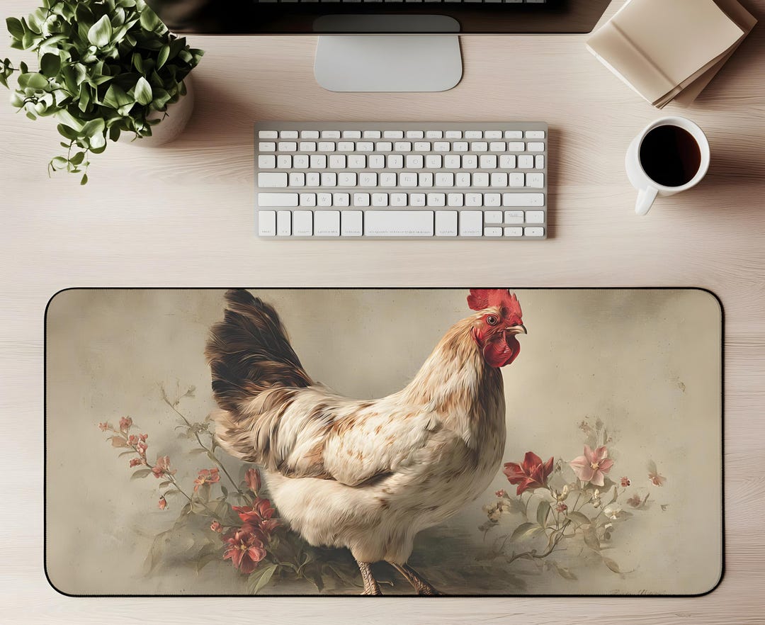 Vintage Rooster Desk Mat Chicken Mouse Pad Gaming Mat Farmhouse Country ...