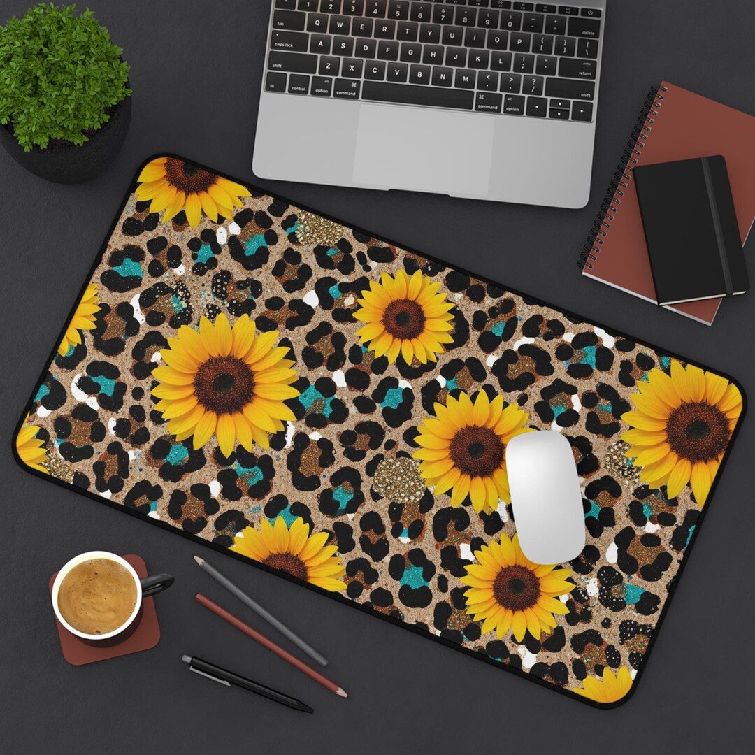Floral Leopard Print Desk Mat Leopard Gaming Mat Leopard Lover Gift for ...