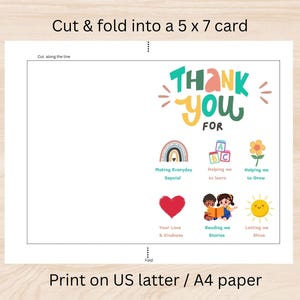 Printable Thank You Gift Card for Teacher Appreciation | Daycare Staff ...