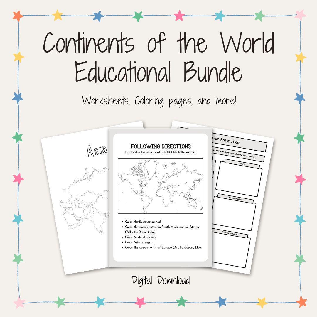 Explore the Continents Activity Bundle - Etsy
